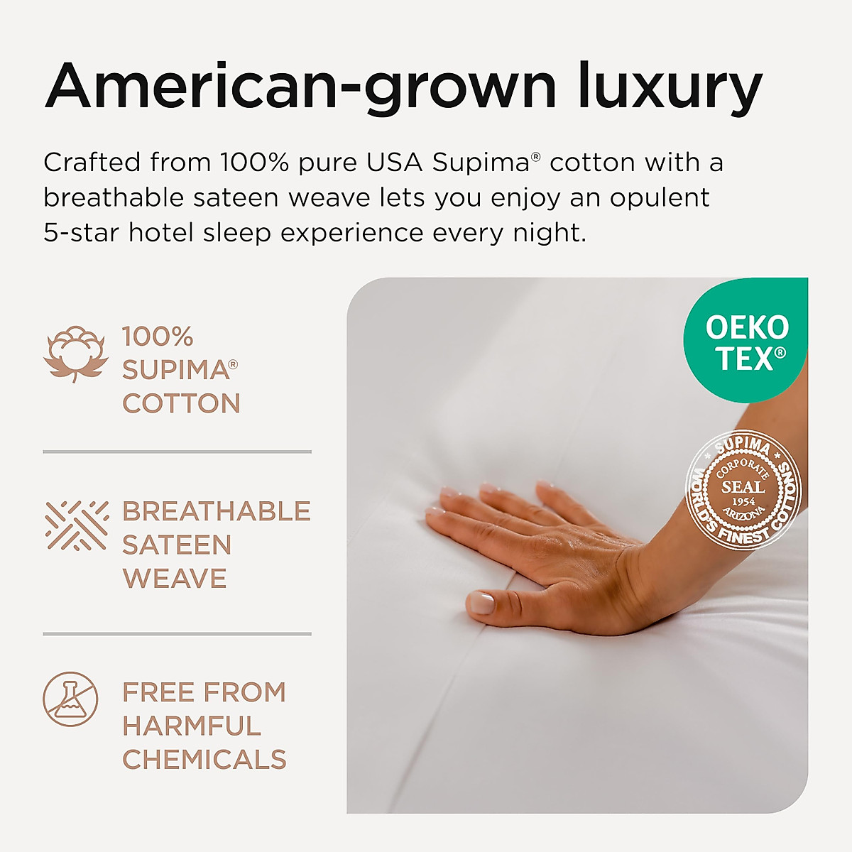 Threadmill King Size Pillow Cases 2 Piece Set | 1200 Thread Count 100% Supima Cotton Pillow Covers, Luxury Smooth Solid Sateen | Hotel White