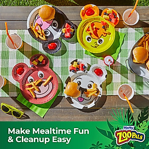 Hefty Zoo Pals Party Edition Paper Plates for Kids, Assorted Animal Designs, 7.75 Inches with Two Dipping Compartments, 20 Count