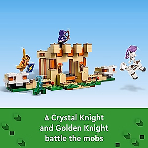 LEGO Minecraft The Iron Golem Fortress 21250 Building Toy Set, Playset Featuring a Crystal Knight and Golden Knight, A Fortress and a Giant Golem, Build and Display Minecraft Toy for 9 Year Old Kids