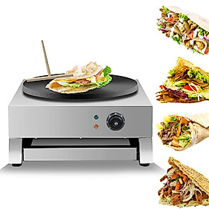 Crepe Maker Machine 16" Pancake big Hotplate Non Stick (Electric 3000W) Adjustable Temperature for Commercial