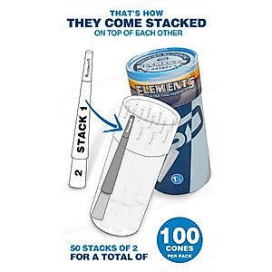 Elements Ultra Thin Rolling Paper Cones 1 1/4 | 100 Pack | Pre Rolled with Tips and Packing Tubes Included