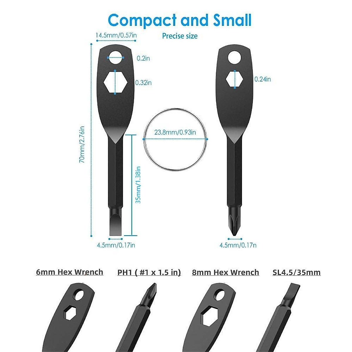 Keychain Screwdriver Set,Mens Stocking Stuffers,Adult Stocking Stuffers for Men,Dad,Christmas Best Stocking Stuffer Ideas(Black)