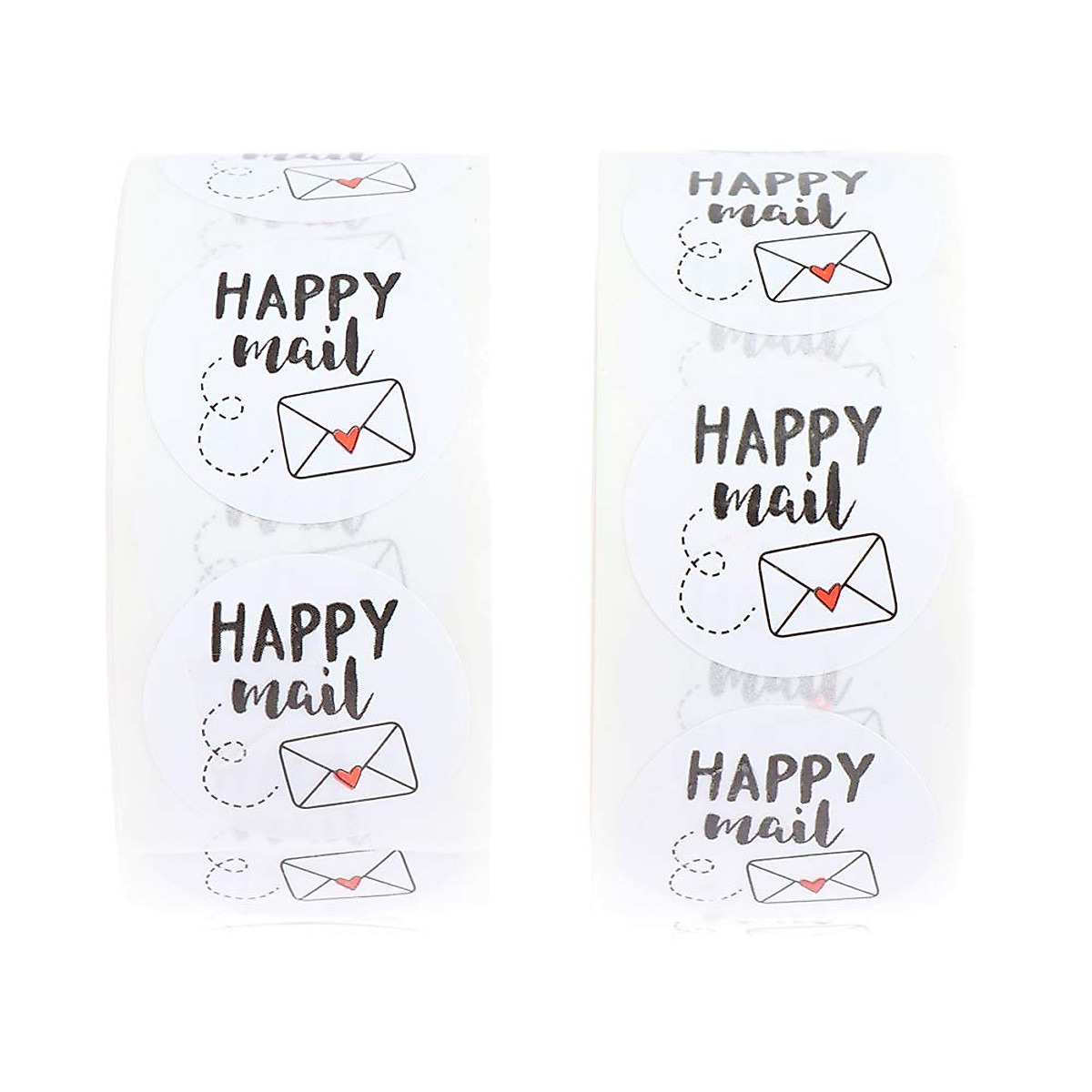 2 Rolls Happy Mail Stickers, 1000 Pcs Adhesive Labels, 1 Inch Round Decorative Sealing Labels, for Christmas Gifts, Halloween Party, Wedding Party Supplies