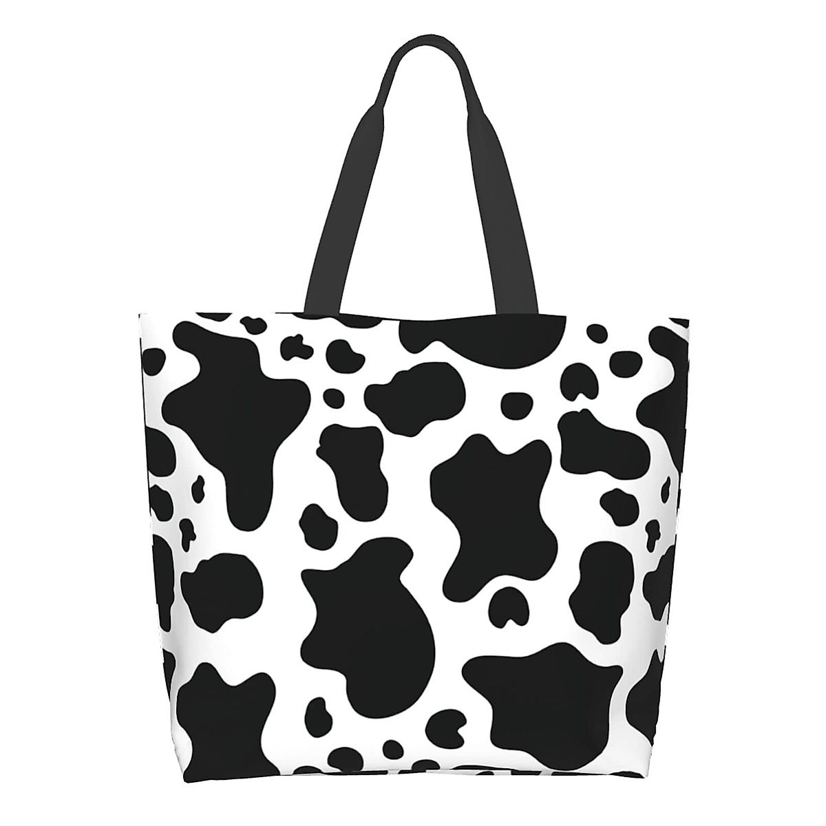 ZHIZHEND Cow Print Canvas Tote Bags with Inner Pocket,Reusable and Large Capacity Shopping Bags,Washable Tote Bag for Women Teacher Mother