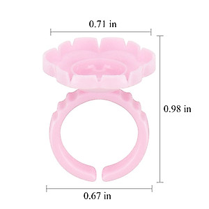 Disposable Plastic Eyelash Flower Glue Ring Lash Extension Blossom Holder Cup (Pink)