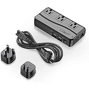 BESTEK Universal Travel Adapter 220V to 110V Voltage Power Converter with 6A 4-Port USB Charging and UK/AU/US/EU Worldwide Plug Adapter International Converter Adapter