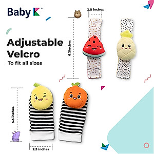 BABY K Baby Rattle Socks & Wrist Toys (Set C) - Newborn Toys for Baby Boy or Girl - Brain Development Infant Toys - Hand and Foot Rattles Suitable for 0-3, 3-6, 6-12 Months Babies