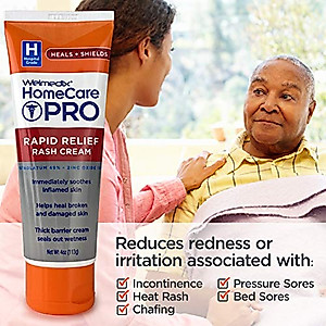 Welmedix HomeCare PRO Rapid Relief Adult Diaper Rash Cream – Extra Thick, Moisturizing Barrier Cream for Incontinence and Healing Cream/Zinc Oxide Cream/Skin Cream, (4oz Tube)