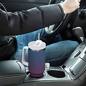MCHIVER Blue Red Gradient 40 oz Tumbler with Handle and Straw Stainless Steel Vacuum Water Bottle Leak-proof Travel Coffee Mug Insulated Tumbler for Home Car Office