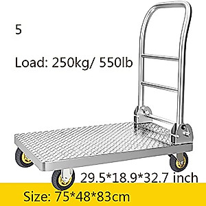 Generic Flatbed Hand Cart Folding Platform Truck Steel Chassis and Handle Moving Push Hand Truck for Warehouse Basements Rolling Flatbed Cart Easy Transport Heavy Duty Flatbed Cart (Size : 75 Mute f