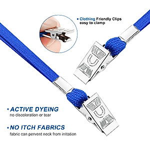 100Pcs Lanyards for Id Badges and 100 Pcs Clear Plastic Horizontal Name Badge ID Card Holders, Flat Neck Lanyards with Clip Waterproof Resealable Name Tag Badge ID Card Holders, Blue