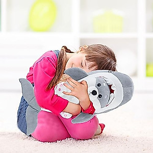 Miguelina 14.5 Inch Shark Plush Dog, Cute Stuffed Shark Dog Plushie Shark Lovely Plush Pillow Stuffed Animal Plush Home Office Decor Gifts for Kids