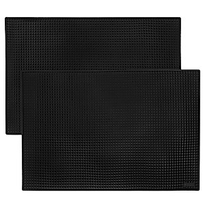 18" x 12" Black Bar Mats, 2-pack - Professional Bartender's Non-Slip Drink Cocktail Mixing Service Mat - Accessories for Industrial & Home Kitchen, Bartops, Coffee Bars, Food Trucks, & Restaurants