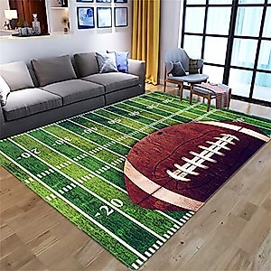 Sport Rug for Teens Bedroom Football Field Area Rug for Living Room Washable Accent Carpet Pad Soft Dorm Foor Mat 2'8"x5'3"