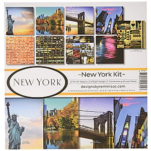 Reminisce (REMBC) New York Scrapbook Collection Kit, Multi Color Palette 12x12 inches