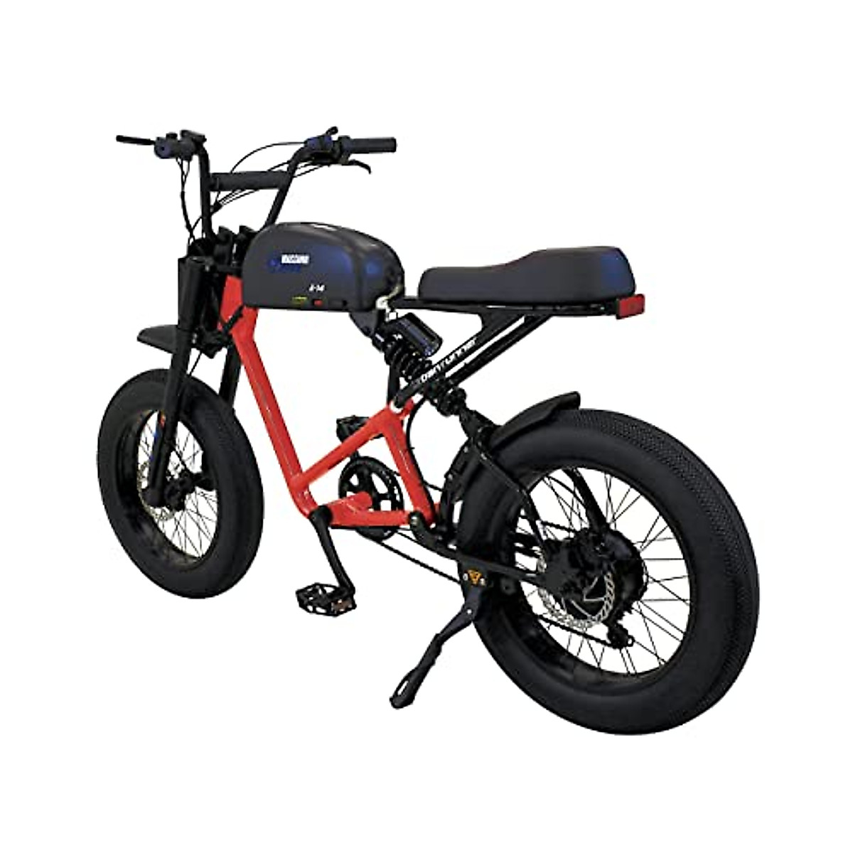M Massimo 20" Fat Tire E-14 Urban Runner Electric Bike for Adults 48V 750W LED Headlight Taillight Full Suspension Range 43 MI 5 Speed Electric Motor 7 Speed Manual Shimano Gears (Red)