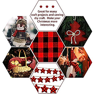 80 Pieces Plaid Fabric Buffalo Checks Plaid Christmas Fabric Plaid Fabric Squares Checkered Gingham Buffalo Check, 6 x 6 Inch for Sewing DIY Craft Home Festival Holiday Decoration (Red-Black)