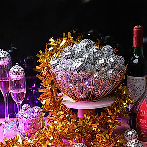 100 Pcs Bulk Disco Ball Set,Mini Mirror Disco Balls Ornaments Hanging Decoration in Different Size for Christmas Tree Cake Topper Dance Music 50s 60s 70s Themed Party(1, 2)