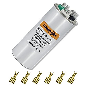 50/7.5 uF Capacitor for AC, 50+7.5 MFD ±5% 370V/440V CBB65 Dual Run Circular Start Capacitor for AC Motor Run or Fan Start or Condenser Straight