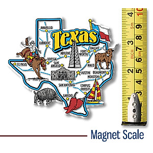 Texas Jumbo State Magnet by Classic Magnets, 4" x 3.7", Collectible Souvenirs Made in The USA
