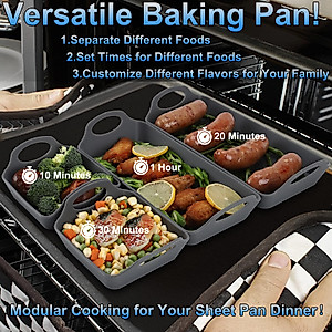 Pinzovemo Silicone Baking Sheet Pan Dividers,Sturdy Heatproof Handles Nonstick Tray,Cooking Reimagined,Reusable Bakeware Set for Meal Prep,Easy to Clean,Air Fryer,Oven Safe