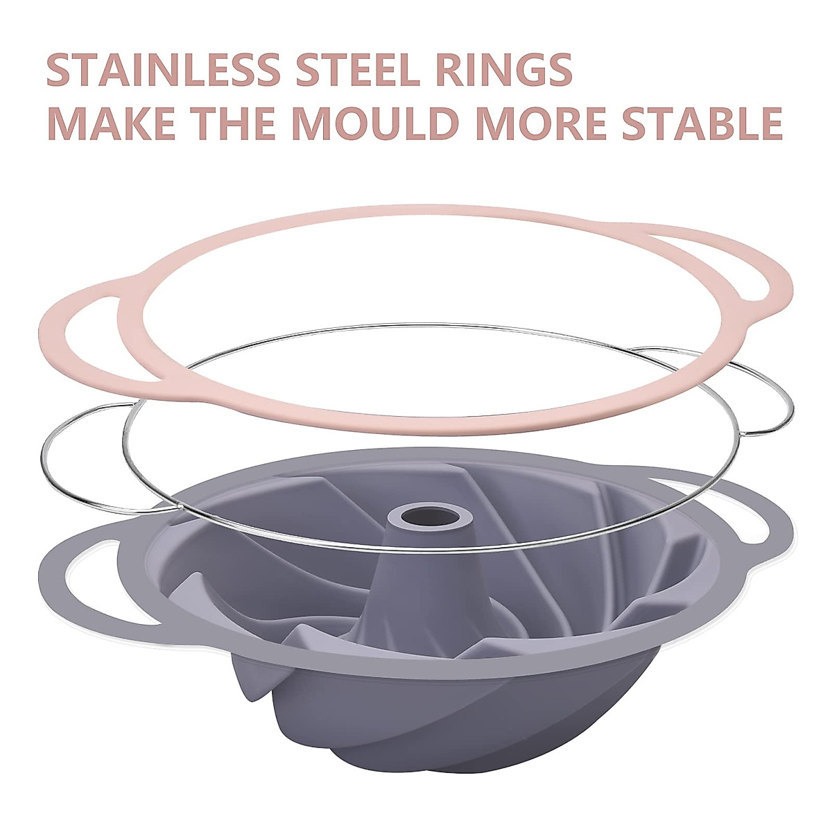 COOKSTYLE 2 Pack Bundt Cake Pan, 9 Inch Cake Pan, Bundt Cake Pans for Baking, Cake Pan for Buntelet, Brownie, Jello, Flan, Meatloaf