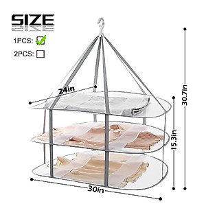 WEISGJA 3 Tier Folding Mesh Clothes Drying Rack, Stackable Sweater Drying Rack with Internal Fixation, Portable Hanging Laundry Rack for T-Shirt,Swimsuit,Sweater,Delicates (1 Pack)