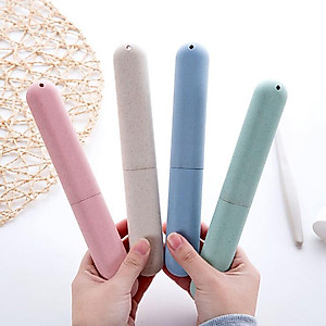 4Pcs Travel Toothbrush Holder - Wheat Straw Toothbrush Travel Case Portable Toothbrush Holders for Camping, Business Trip, Home - Toothbrush Case for Traveling Kit Toothbrush Holder Set