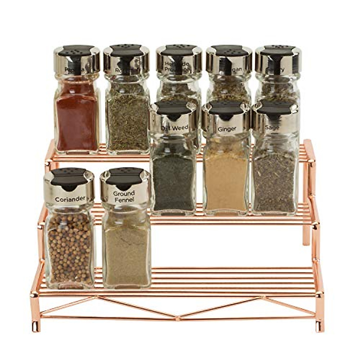 Kitchen Details Copper Geode 3 Tier Spice Rack | Countertop & Cabinet Organizer | Free Standing | Rust Resistant, 1 Count (Pack of 1)