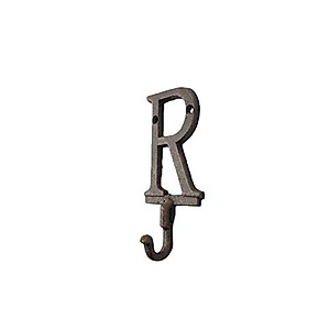 Handcrafted Nautical Decor Rustic Copper Cast Iron Letter R Alphabet Wall Hook 6"