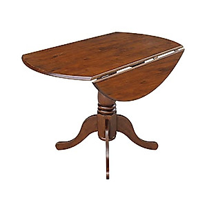 International Concepts Round Dual Drop Leaf Pedestal Table, Espresso, 42"