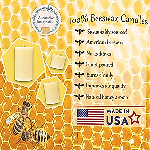 Alternative Imagination 100% Pure Beeswax Pillar Candle, White Ivory (3x6 Inch), 80 Hour, Hand-Poured, Made in USA
