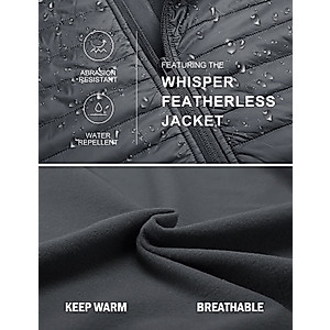 baleaf Men's Running Jacket Lightweight Thumble Hole Warm Up Puffer Jacket Hybrid Thermal Coat Insulated Hiking Golf Dark Grey XL