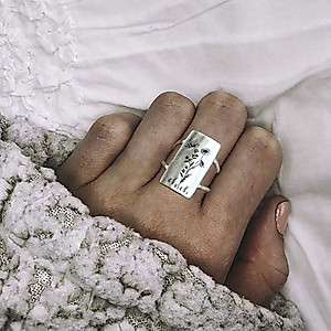 SIMONLY S925 Sterling Silver Flower Ring Butterfly Bee Dragonfly Ring Jewelry Wildflower Ring Gift For Nature Lovers (bee, 9)