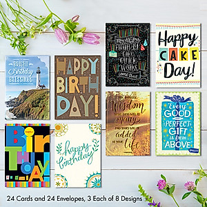 Faithfully Yours Designer Greetings Typographic Birthday Boxed Card Assortment, Gift From Above with Biblical Scripture Verses (Box of 24 Greeting Cards with Envelopes)