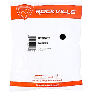 Rockville RTSBW20 20 Foot 1/4" TS to Bare Wire Speaker Cable,16 AWG,100% Copper