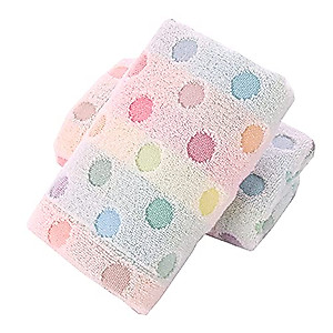 Pidada 100% Cotton Hand Towels Colorful Polka Dot Pattern Soft Absorbent Decorative Towel for Bathroom 13.4 x 30 Inch Set of 2 (Beige)