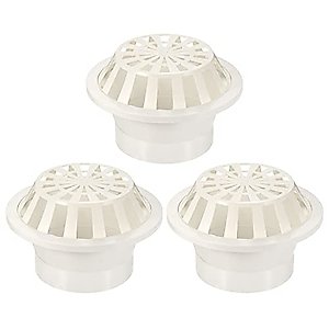 PATIKIL Duct Pipe Connector Flange 110mm ID, PVC Straight Insert Floor Atrium Grate Cover Strainer for Roof Garden, White