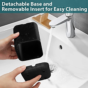 Boperzi Black Toothbrush Holders for Bathroom, Electric Toothbrush Holder with Bamboo Divider, Detachable Anti-Slip Toothbrush and Razor Holder Drainage for Shower, Toothbrush Organizer and Storage