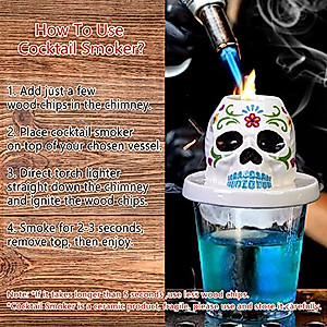 HGB Cocktail Smoker, Old Fashioned Chimney Drink Smoker Kit with Ceramic Cocktail Smoker & Wood Chips, Infuse Cocktails,Wine, Whiskey, & Bourbon - Smoking Glass Cloche Accessories