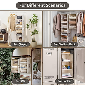 StorageWorks 6-Shelf Hanging Closet Organizers, Two 3-Shelf Separable Closet Hanging Shelves, 13" D x 15" W x 48 ¼"H, Mixing of Beige, White & Ivory