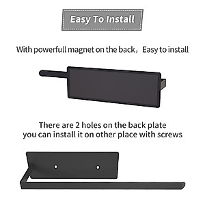 2 Pack Magnetic Paper Towel Holder for Refrigerator, Kitchen Towel Rack Magnetic Tower Bar for Kitchen of Bathroom,Made of Iron,No Drilling (Black, 2 Pack)