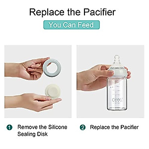 COMI Wide Neck Glass Breastmilk Collection n Storage Bottle, 4 Packs, 6oz with Screw Ring Sealing Disk; Re-markable Sealing Disc. BPA Free, Fits Breast Pumps & Nipples (2 Gray Lids + 2 Pink Lids)