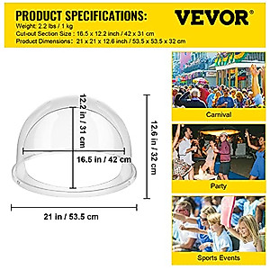 VEVOR 21 Inch Commercial Cotton Candy Machine Cover, Medium, Transparent