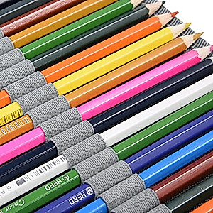 150 Slots Colored Pencil Case,Deluxe PU Leather Fabric Large Capacity Gel Pens Watercolor Pencils Holder Organizers Bag with Zipper,Handle (black)