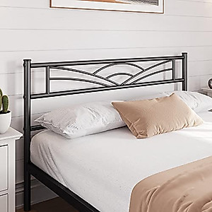 Yaheetech Full Size Bed Frame Metal Platform Bed Mattress Foundation with Cloud-Inspired Design Headboard/Footboard/Ample Under Bed Storage/No Box Spring Needed/Full Size Black