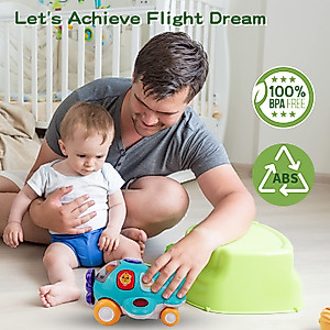 DeXop Musical Baby Toys,18 Months+ Old Airplane Toy Crawls Preschool Learning Toddler Toys,for 2 3 Year Old Baby Boy Gifts and Baby Girl Birthday Toys