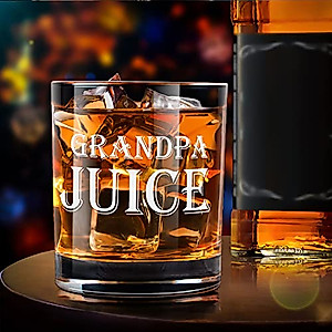 LIGHTEN LIFE Grandpa Juice Whiskey Glass 12 oz,Unique Grandpa Gifts in Valued Wooden Box,Funny Grandpa Gifts Ideas for New Grandpa,Birthday from Grandson,Granddaughter