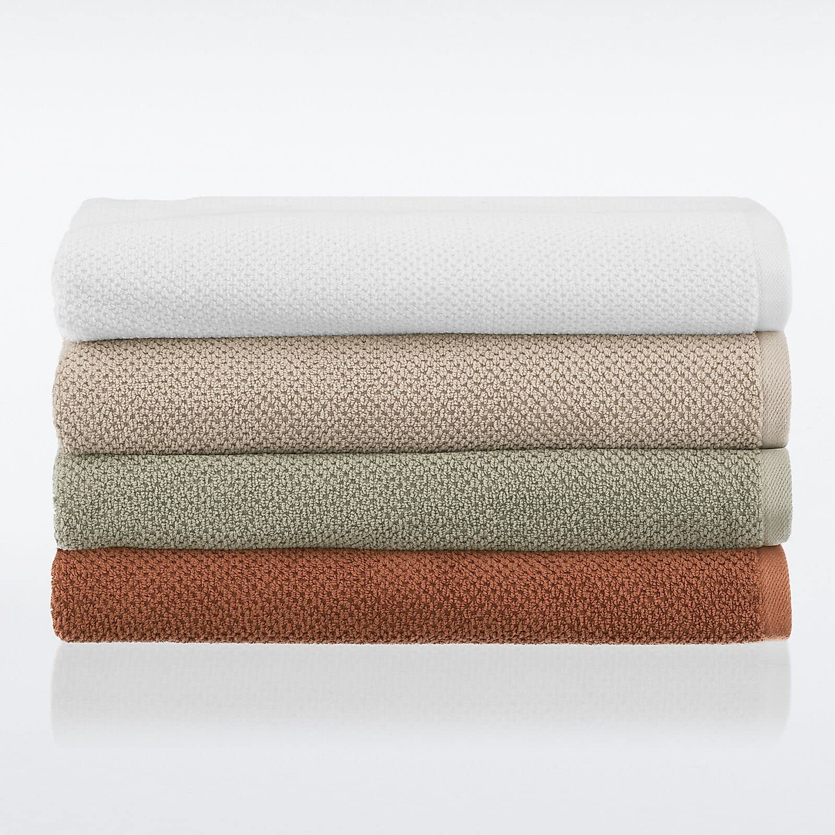 Nate Home by Nate Berkus 100% Cotton Textured Rice Weave 6-Piece Towel Set | 2 Bath Towels, Hand Towels, and Washcloths, Soft and Absorbent for Bathroom from mDesign - Set of 6, Sienna (Brown)