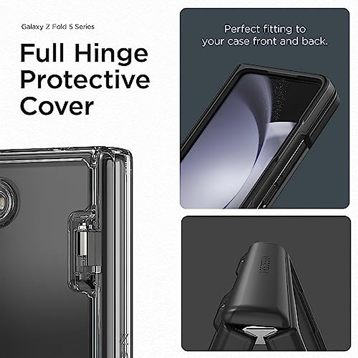 VRS DESIGN Phone Case for Samsung Galaxy Z Fold 5 5G (2023) [Simpli Fit Modern], Premium Modern Slim Style Spring-Loaded Hinge Cover Case with Tempered Glass Screen Protector (Matte Black)